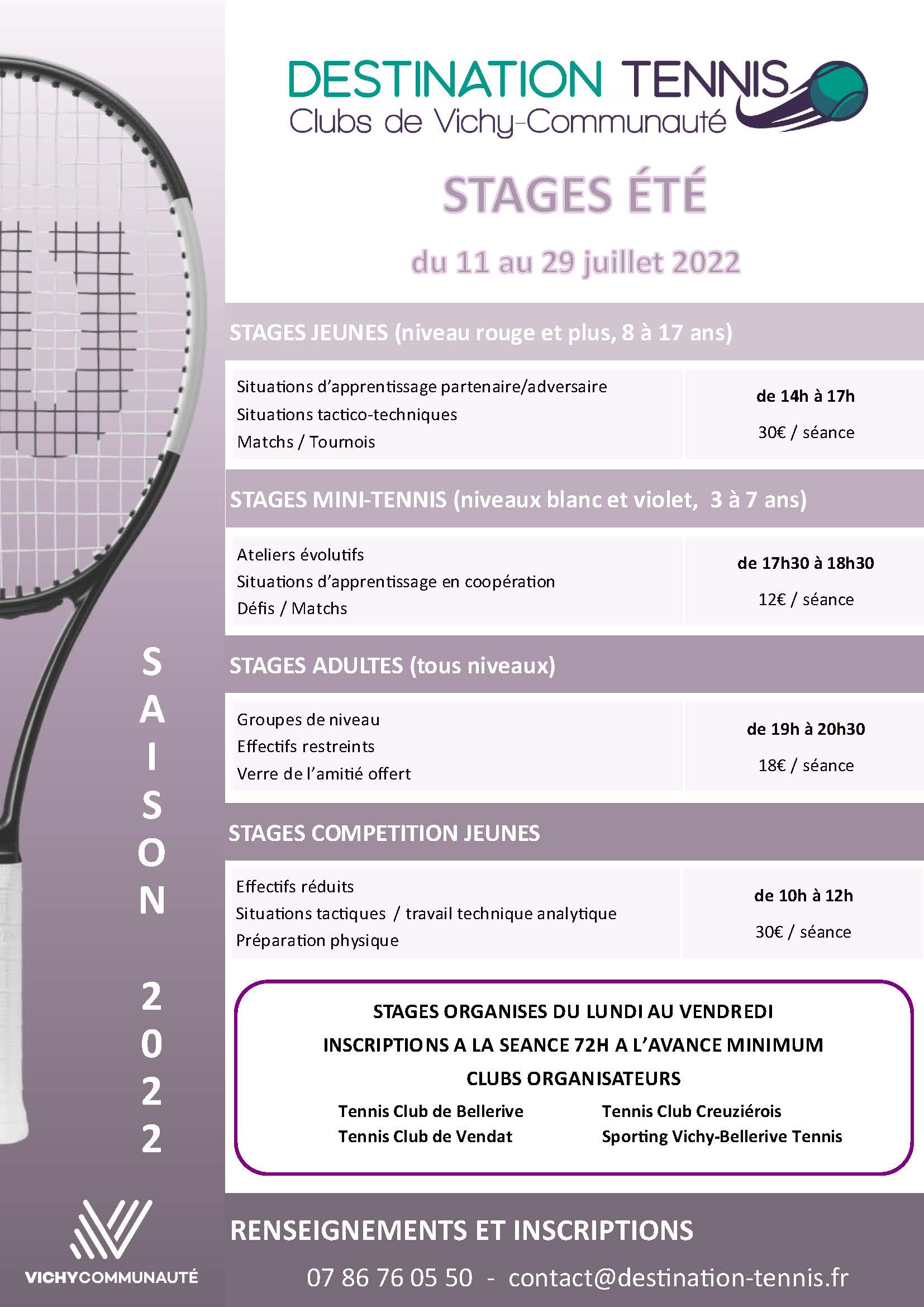 Les stages • Tennis Club Creuziérois